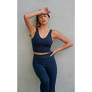 90 Degree By Reflex Power Flex Yoga Pants - High Waist Squat Proof Ankle Leggings with Pockets for Women - Fig Sugar - XS