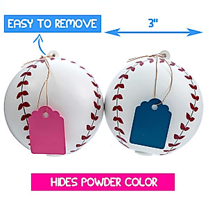 Gender Reveal Baseball Set - 2 Balls - Pink and Blue Exploding Gender Reveal Ball with Powder Plus 20 Pink & Blue Baby Gender Voting Stickers & Baseball Or Bows Party Supplies Decorations Baby Reveal