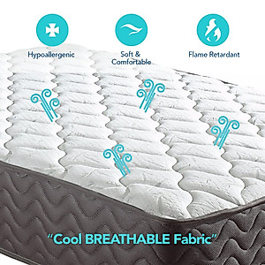 Swiss Ortho Sleep, Bamboo,10" Inch Certified Independently & Individually Wrapped Pocketed Encased Coil Pocket Spring Contour Mattress - Queen,Firm, White