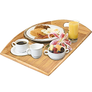 Greenco Bamboo Angular Sides Butler Serving Food Tray with Handles - Can Be Placed On Lap | Trays for Dining | Great for Eating On Couch, Living Room, Bed, and Dinner Table