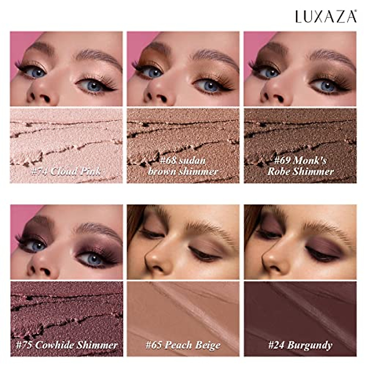 LUXAZA 6PCS Eyeshadow Stick Set,Shimmer And Matte Neutral Eyeshadow Pencil Crayon,Pearl Pink Cream Eye Shadow Stick Makeup,Long Lasting Eye Brightener Highlighter Makeup Set