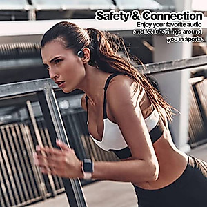 VUKU Bone Conduction Headphones, Open Ear Headphones Wireless Sports Bone Conduction Head Set with Mic, Bone Conduction Headphones Bluetooth for Hiking Cycling Workout Running