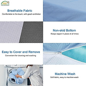 Askme Mattress Topper Full 3 Inch Zoned Cooling Gel Memory Foam with Bonus Breathable Cover,Air Flow Design｜US and Euro Certified, Full Size 3"