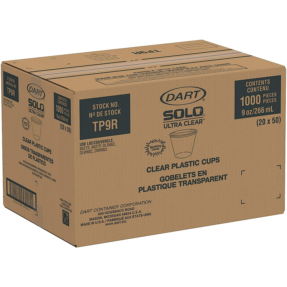 Solo 9 oz Ultra Clear Squat PET Cold Cup, TP9R (1,000 Count)