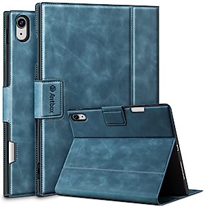 Antbox Case for 2024 iPad Air 11'' (M2)/ iPad Air 5th/4th Generation 10.9'' Vegan Leather with Pencil Holder Typing Angle Auto Sleep/Wake Muti-Stand iPad Air 6th/5th/4th Case (Blue)