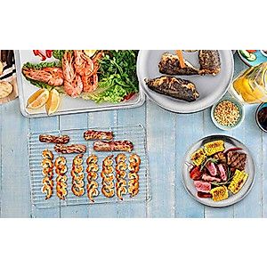 TeamFar Cooling Rack, Baking Roasting Rack Stainless Steel for Baking Sheet Oven Pan, Healthy & Rust Free, Mirror Finish & Dishwasher Safe - Set of 2(15 inch & 11 inch)