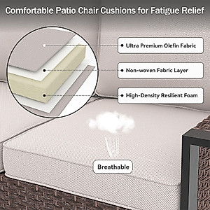 Outdoor Chair Cushions, 24" x 23" High-Density Foam Deep Seat Patio Cushions with Olefin Fabric & Removable Zipper Cover, Outdoor Furniture Replacement Cushions Set of 2 for Chair Sofa Couch - Beige