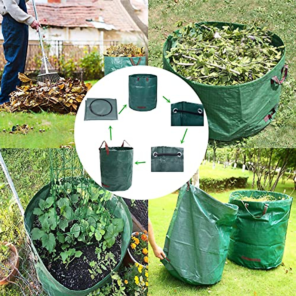 32 Gallon Garden Bag - Reuseable Heavy Duty Gardening Bags, Lawn Pool Garden Leaf Waste Bag
