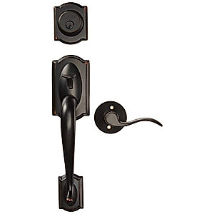 Schlage F93CAM716ACCLH Camelot Inactive Handleset with Accent Left-handed Lever, Aged Bronze