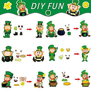 chiazllta 30 Packs St. Patrick's Day Craft Kits DIY Leprechauns Art Craft for Preschool Kids, St. Patrick’s Day Make Your Own Leprechauns Paper Craft Set for Home Class Game Activities Kindergarten