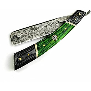 Sharpend Damascus Steel hand made Straight Barber Razor shaving razor folding fixed blade knife Ready Classic Barber Blade Edge, Men Straight Razor, Wooden case, Close Shave, Great Gift