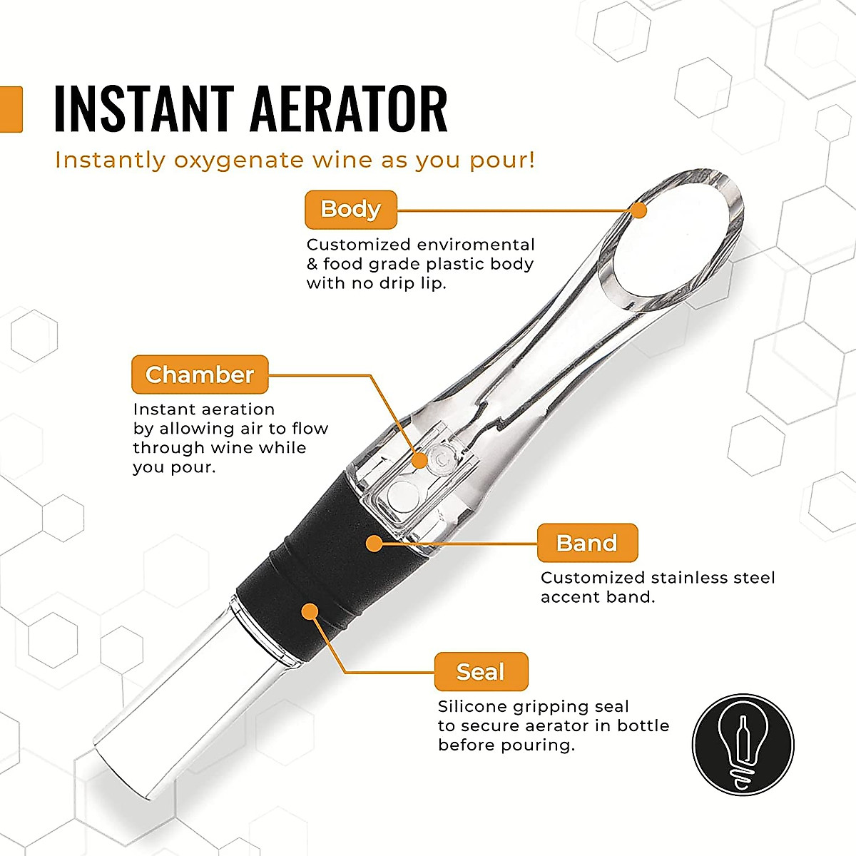 Cork Genius Wine Aerator Pourer Spout Set, Dripless Wine Pourers for Wine Bottles, Instant In The Bottle Wine Decanter Spouts, Pack of 3