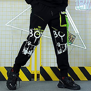 XYXIONGMAO Functional Men's Tactical Cargo Pants Streamer Casual Streetwear Techwear Sweatpants Black Hip Hop Joggers Cyberpunk Pants for Men(Green,L)