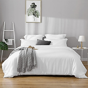 eBeddy Linens White Oversized King Duvet Cover - Soft 800-TC Egyptian Cotton King Duvet Cover Set, 3 Pieces, 1 Duvet Cover 120x98 Inches Zipper Closure and Corner Ties with 2 Pillow Shams