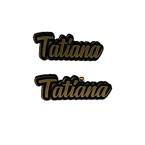 Personalized Custom Black and Gold Posts Studs Earrings Name Plate Laser Cut Design Stunning - Quality, Attractive Fashion Earrings, Made To Order, Any Name or Word - 1 INCH Size, Post Earrings Design