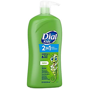 Dial Kids all in one hair, body wash and bubble bath, Tear free and gentle on skin, Melon Scent, 32 fl oz