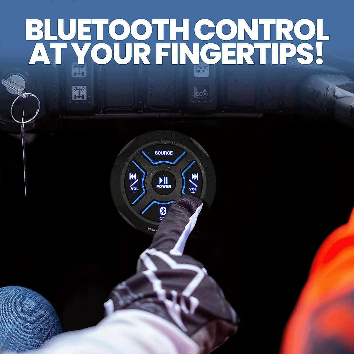 BOSS Audio Systems MGR250B Bluetooth Marine Radio Gauge Receiver, Built-in Amplifier, IPX6-Rated, USB Port + USB Charging