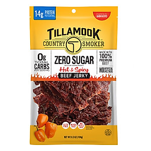 Tillamook Country Smoker Keto Friendly Zero Sugar Beef Jerky, Hot & Spicy, 6.5 Ounce