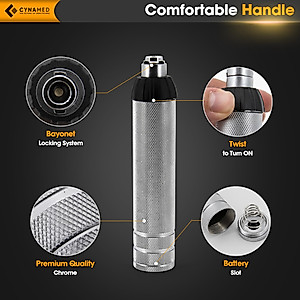 Cynamed 2-in-1 Ear Scope Set - Multi-Function Otoscope for Ear, Nose & Eye Examination- Professional Kit for Home and Medical Students - Sight Chart, Replacement Tips, and Carry Case