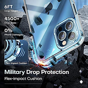 TAURI 5-in-1 Designed for iPhone 12 Pro Max Case, [Non-Yellowing] with 2 Screen Protectors + 2 Camera Lens Protectors, Shockproof Slim Phone Case 6.7 Inch, Drop Protection, Clear