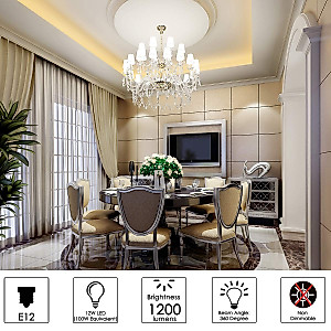 E12 LED Bulbs,12W LED Corn Light Bulb, E12 LED Bulb 100W Equivalent 1200 Lumen 3000K Warm White, Non-Dimmable LED Candelabra Light Bulbs, E12 Candelabra Base Chandelier Light Bulbs, Pack of 3