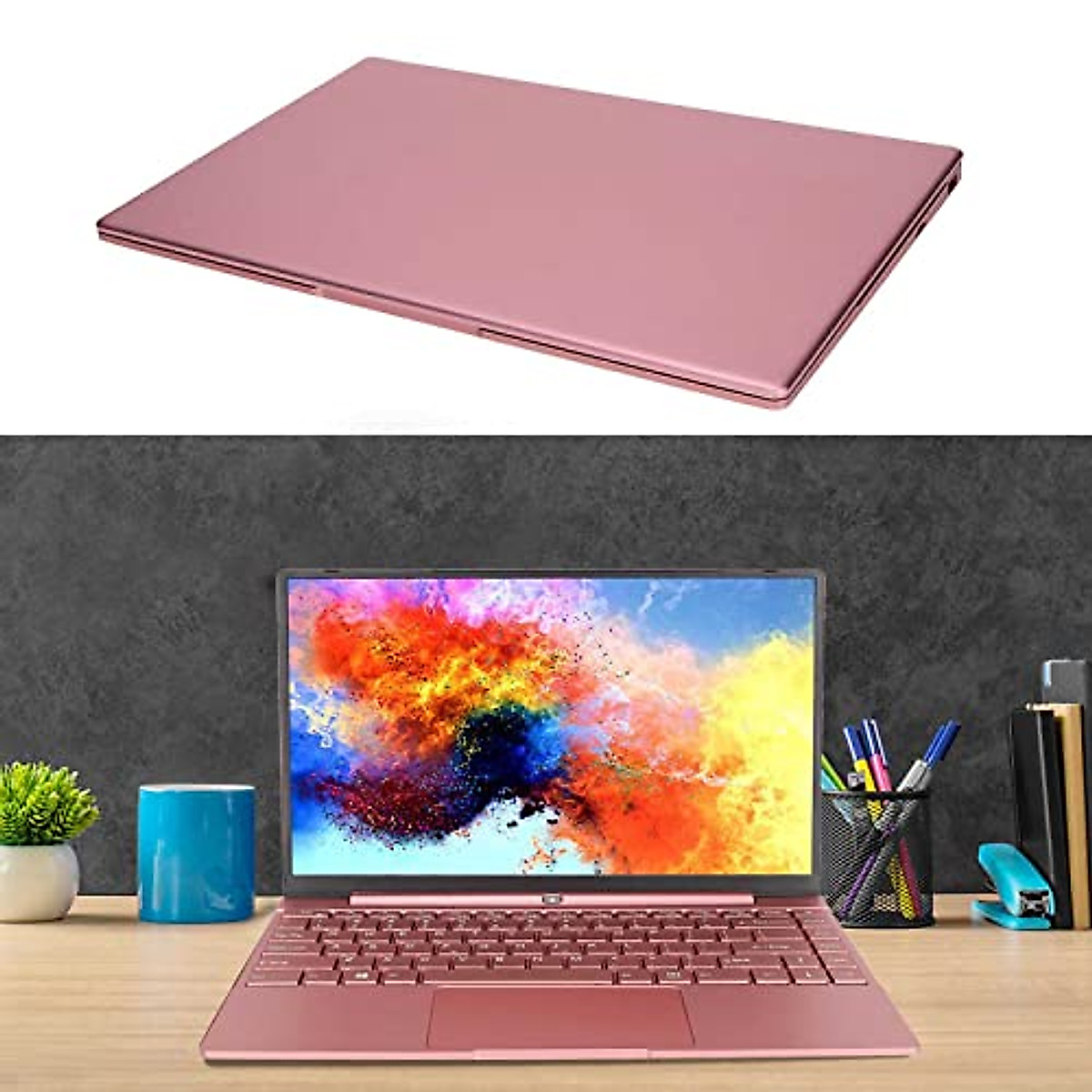 Ultra Slim Notebook, IPS HD Micro Edge Backlit Screen, Quad Core Digital Keyboard, Touchpad for School US Plug