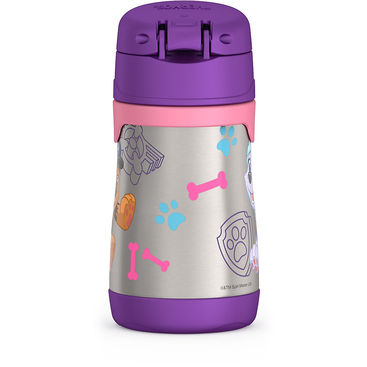 THERMOS Vacuum Insulated Stainless Steel 10oz Straw Bottle, Paw Patrol Girl
