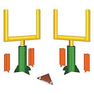 Beistle 2 Piece Paper Game Day Goal Post Centerpieces Football Decorations Sports Party Supplies, 11", Green/Yellow/Orange/Brown/White