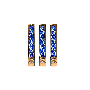 Set of 3 Blue and White Braided Havdalah Wax Candle