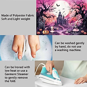 LDWLYW Pink Halloween Backdrop Scary Halloween Backdrops for Photography Background Full Moon Haunted House Halloween Party Decorations Outdoor Witch Birthday Banner for Girl Kids 7x5ft