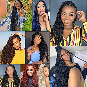 Faux Locs Crochet Hair 18 Inch Soft Locs 6 Packs Crochet Hair Pre-looped Soft Goddess Locs Curly Wavy Crochet Braids Hair For Women Synthetic Crochet Hair Extension(18 Inch, 1B#)