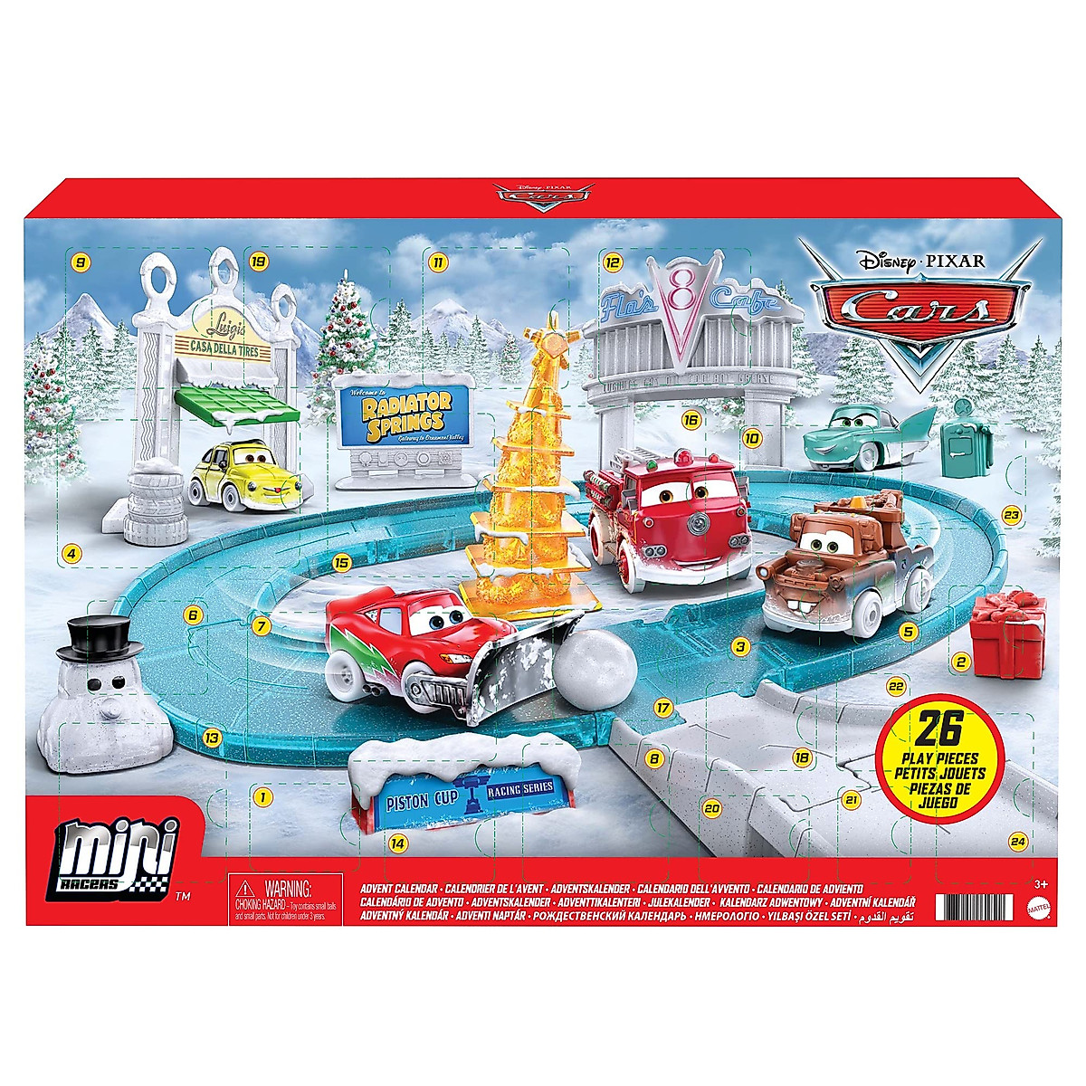 Disney Cars Toys ​Minis Advent Calendar Playset, One a Day Storytelling Racecar Accessories & Surprises, for Kids Age 3 Years and Older