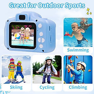 Kids Camera Waterproof Underwater Camera for 3-12 Year Old Boys Girls 2 Inch IPS Screen 1080P HD Digital Kids Video Camera Indoor Outdoor Action Cameras Best Christmas Birthday Gifts