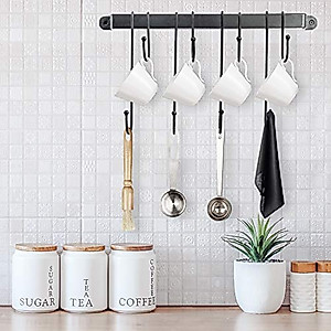 AJART Coffee Mug Rack Form Hand-Forged Cup Holder (17”/8 Hooks) Coffee Mug Hangers for Kitchen Organizer and Mug Hangers for The Wall