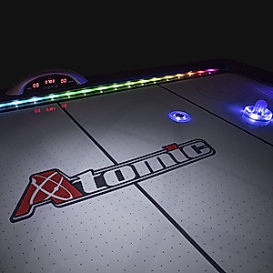 Atomic Top Shelf 7.5’ Air Hockey Table with 120V Motor for Maximum Air Flow, High-Speed PVC Playing Surface for Arcade-Style Play and Multicolor LED Lumen-X Technology to Illuminate Play