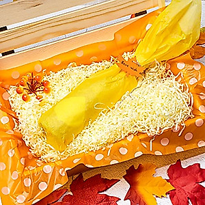 Whaline 90 Sheet Fall Theme Tissue Paper Pumpkin Leaves Dots Stripes Patterned Art Tissue 6 Design Orange Yellow Autumn Wrapping Paper Art Craft Paper for Fall Harvest Thanksgiving Gift Bag Pompom