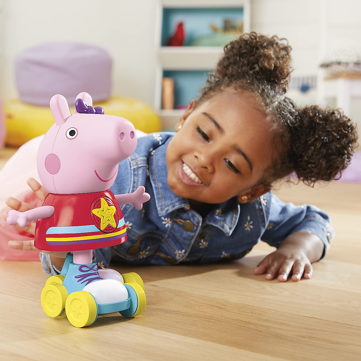Peppa Pig Disco Peppa Roller Skating Doll, Pull-and-Go Action, 11 Inch Figures, Preschool Toys for 3 Year Old Girls and Boys and Up, with Lights, Speech, and Music