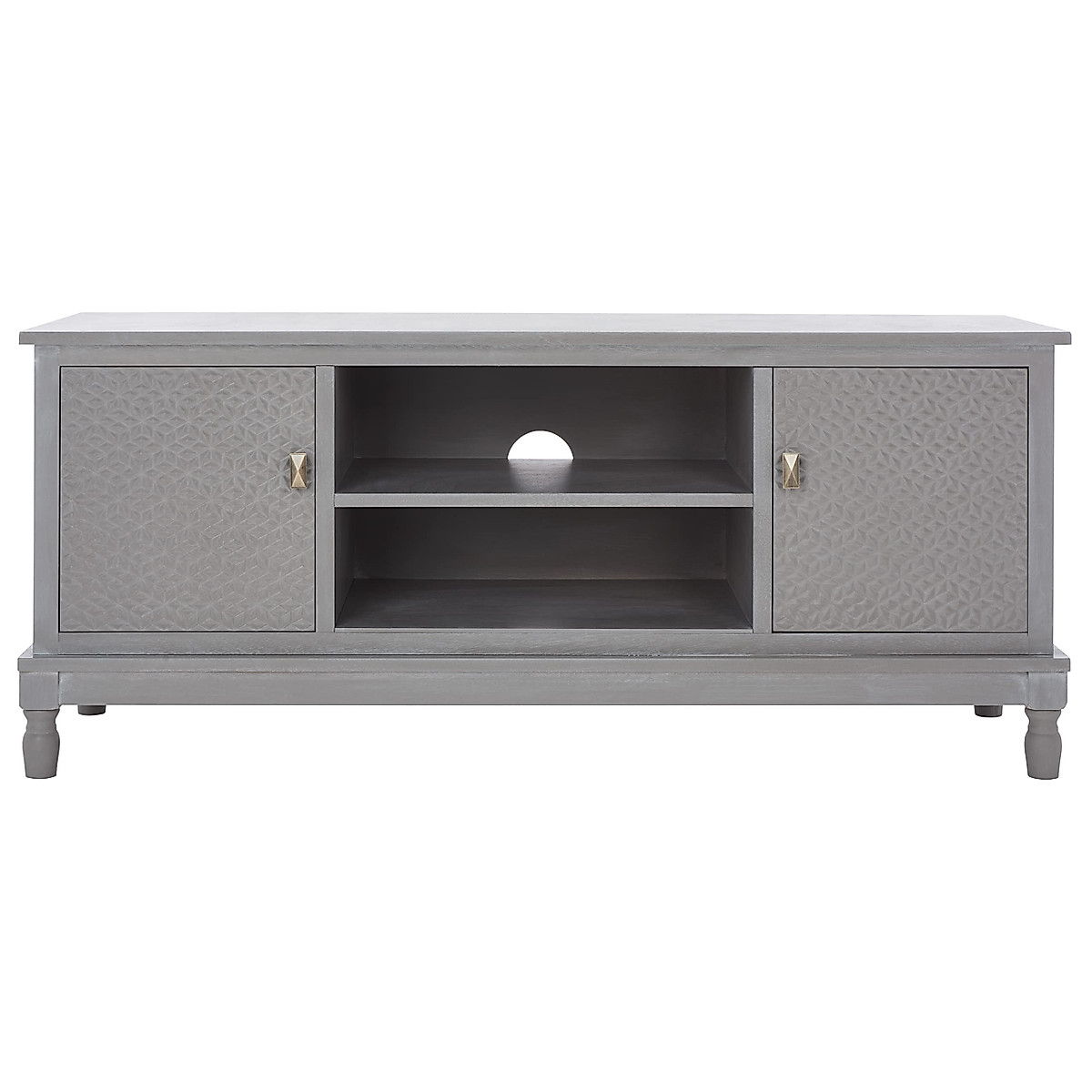 SAFAVIEH Home Collection Halton Distressed Grey 2-Door 1-Shelf Entertainment Media Stand up to 55" Flatscreen TV