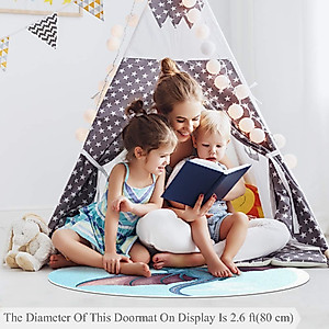 Rug Flying Dragon Blue Sky Round Play Mat Crawling Mat Floor Playmats Washable Game Blanket Tummy Time Play Mat 39.4x39.4 inches