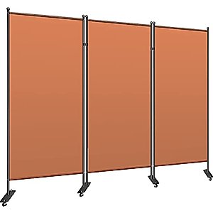 Office Partition,102 x 14 x 71 inch ,Room Divider – Folding Partition Privacy Screen，Black ,3-Panel Outdoor/Indoor Room Divider for School, Church, Classroom, Dorm Room, Kids Room, Studio (Orange)