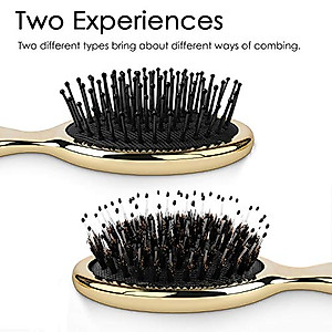 Hair Brush-Sofmild Mini Bristle Hairbrush with Nylon Pins+Travel Size Detangler Oval Hairbrush For Men Women And Kids,Convenient To Carry-2Piec