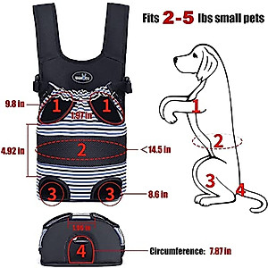 Wakytu Dog Front Carrier Backpacks for Small Dogs, Legs Out Pet Carrier Sling Backpack with Adjustable Padded Ventilated Shoulder Straps, Easy-Fit for Traveling Hiking Camping