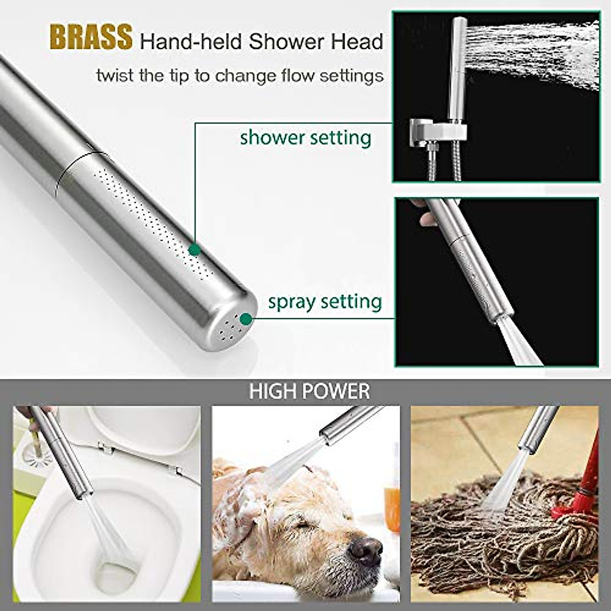 Hoimpro Shower System set with 12 Inch Bathroom Rain Mixer Shower Head and Handheld Wall Mounted, Rainfall Shower Faucet Fixture Combo with High Pressure 2 in 1 Handheld Showerhead, Brushed Nickel
