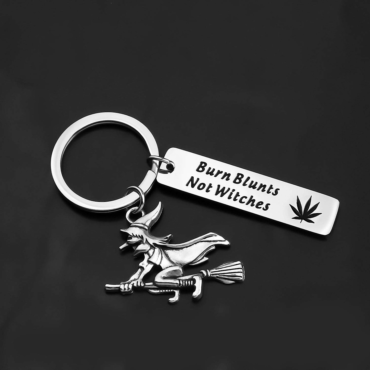 Gzrlyf Burn Blunts Not Witches Keychain Marijuana Gifts for Witches Smoking Weed Gifts (Keychain)