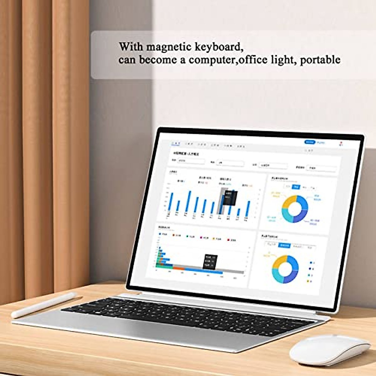 Zunate Laptop for Windows 11, 2 in 1 12.3in Touch Screen 2880x1920 IPS Display,with Magnetic Keyboard, for Intel J4125 2.00GHz, LPDDR4 12GB and 256GB SSD, Ultra Slim,Webcam,WiFi,BT