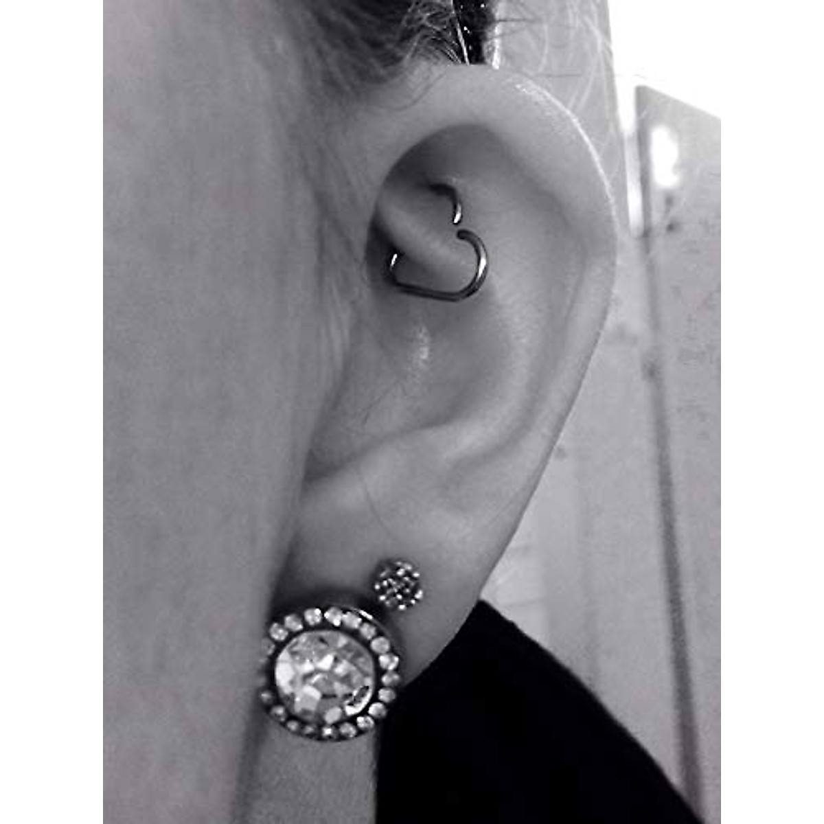 Briana Williams 16G Rook Earrings Stainless Steel Curved Barbell Eyebrow Rings Heart Moon Clicker Daith Piercing Captive Bead Horseshoe Hoop Earring for Cartilage Tragus Helix Piercing Jewelry