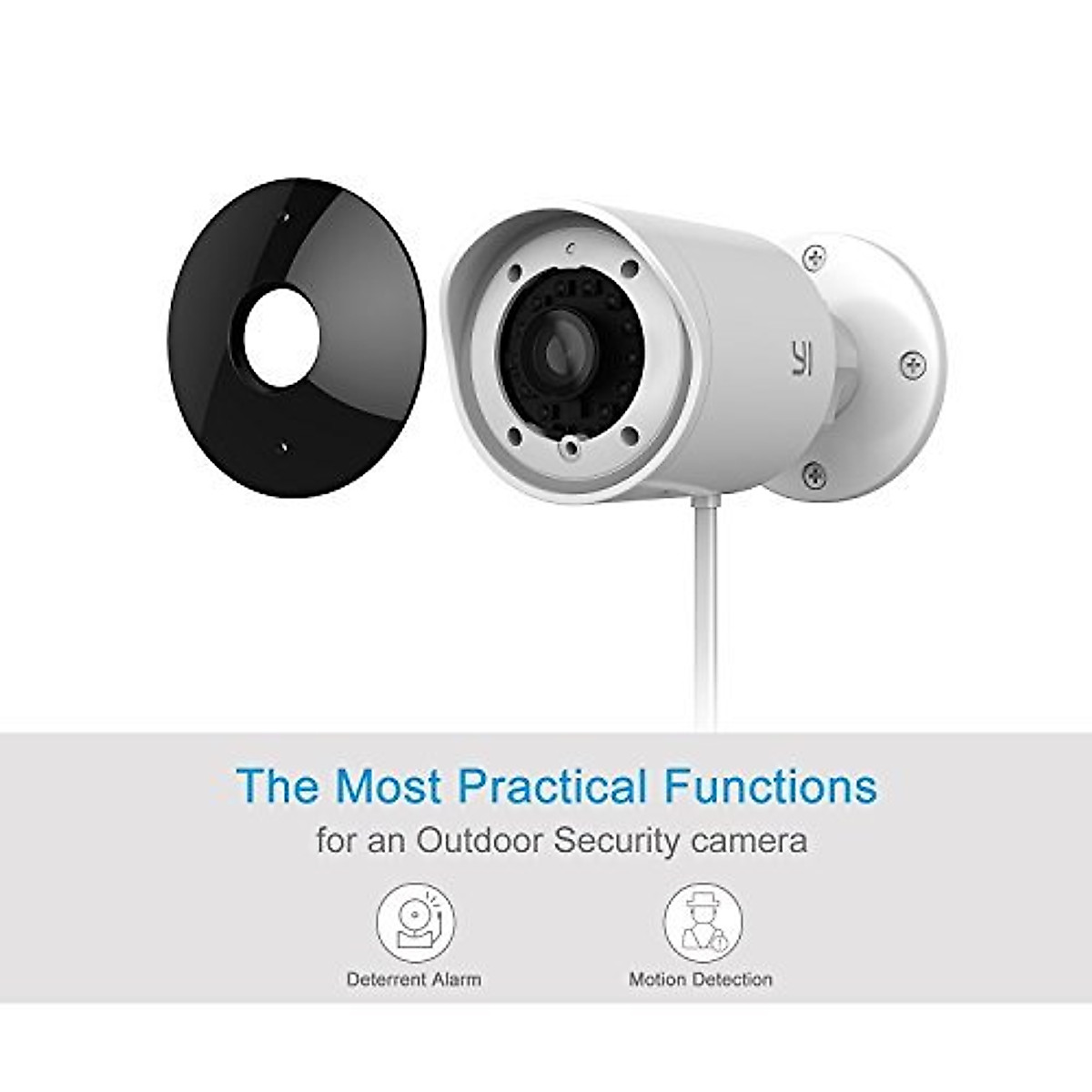 YI Security Camera Outdoor, 1080p Outside Surveillance Front Door IP Smart Cam with Waterproof, WiFi, Cloud, Night Vision, Motion Detection Sensor, Smartphone App, Works with Alexa