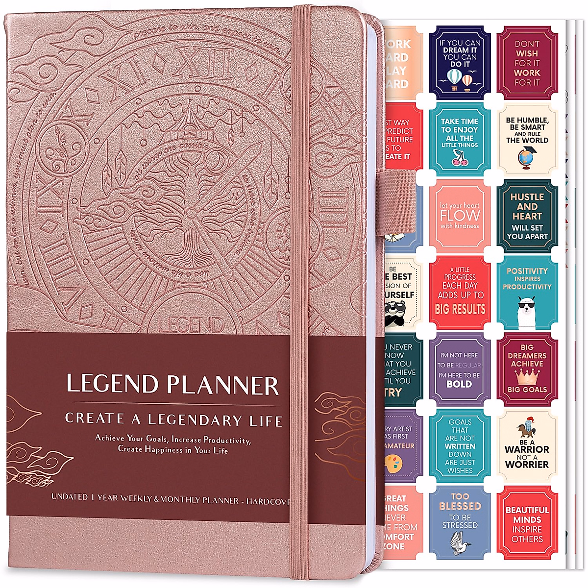 Legend Planner – Weekly & Monthly Life Planner to Hit Your Goals & Live Happier. Organizer Notebook & Productivity Journal. A5 (Rose Gold)