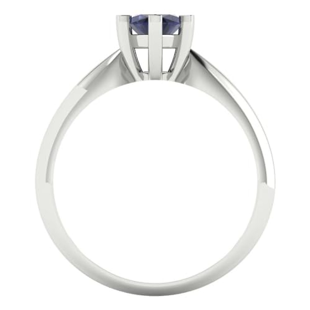 Clara Pucci 1.0 ct Marquise Cut Solitaire Simulated Blue Sapphire Engagement Bridal Promise Anniversary Ring 18K White Gold Size 9.75