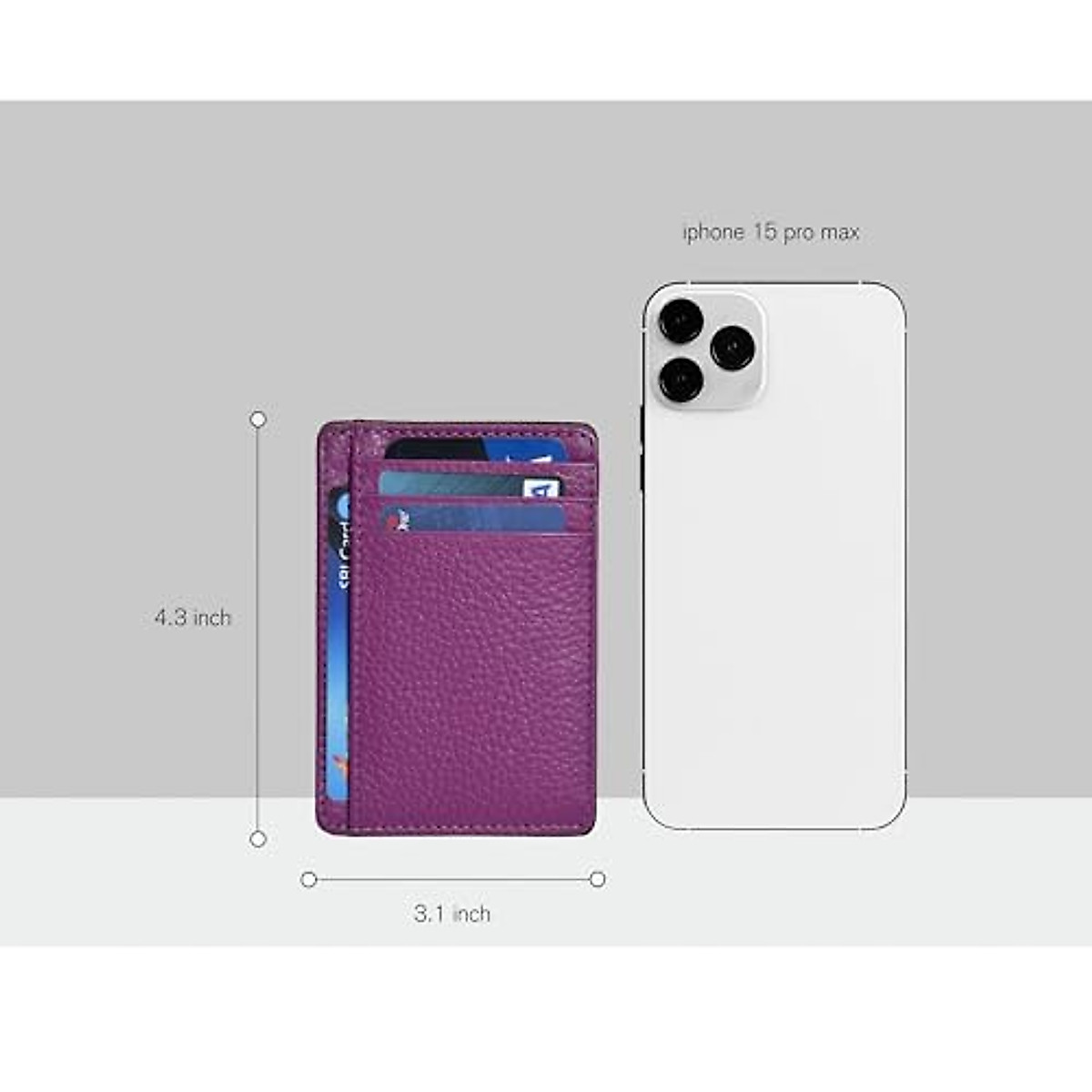 Leather Minimalist Wallet for Men & Women RFID Front Pocket Leather Card Holder Wallets (Fuchsia, Small)